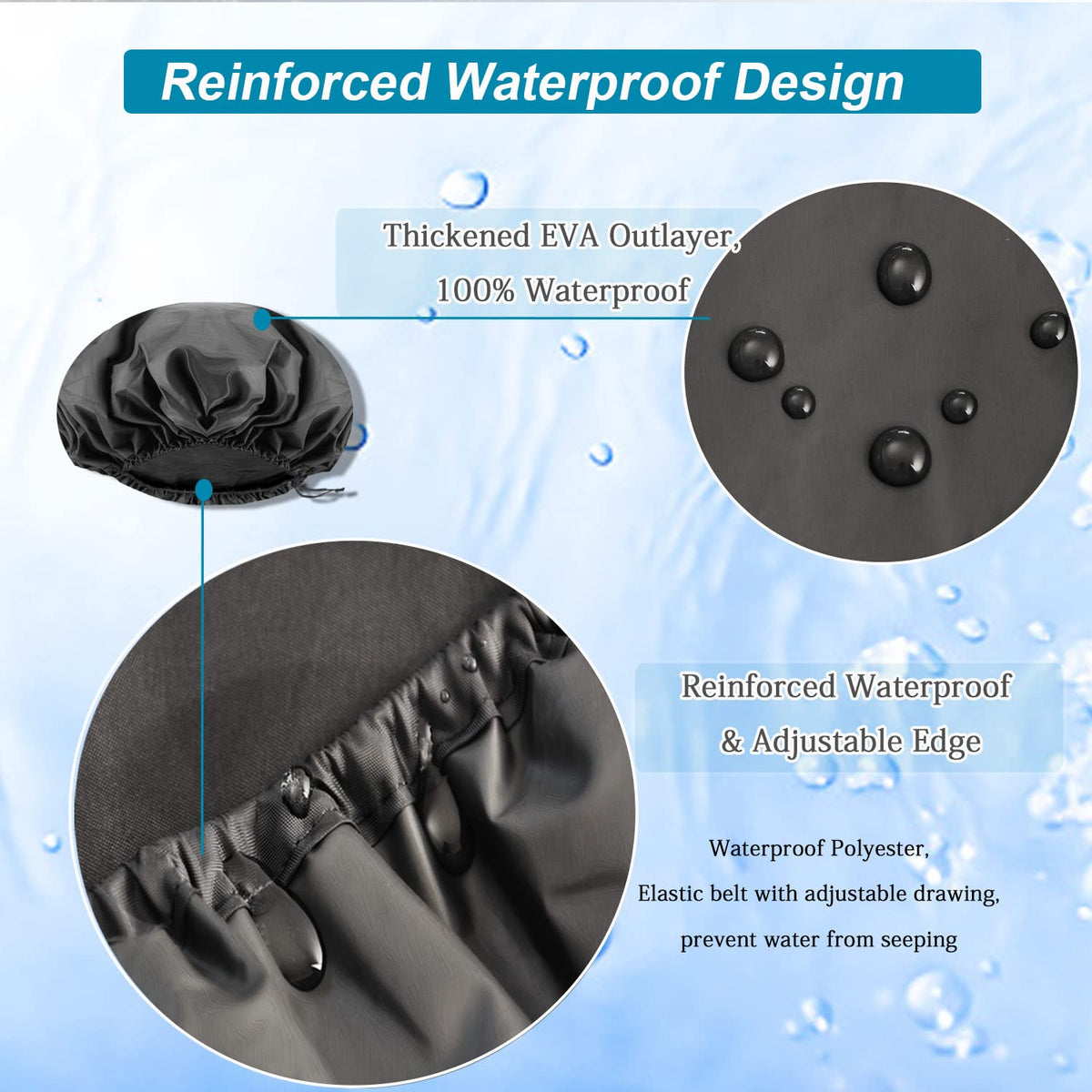 3 Pcs Super Jumbo Adjustable Satin Lined Shower Caps for Long Hair ...